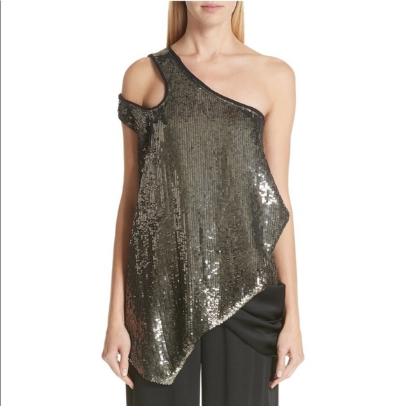 MONSE | Tops | Nwot Monse Cutout Shoulder Sequin Asymmetrical Hem Top ...